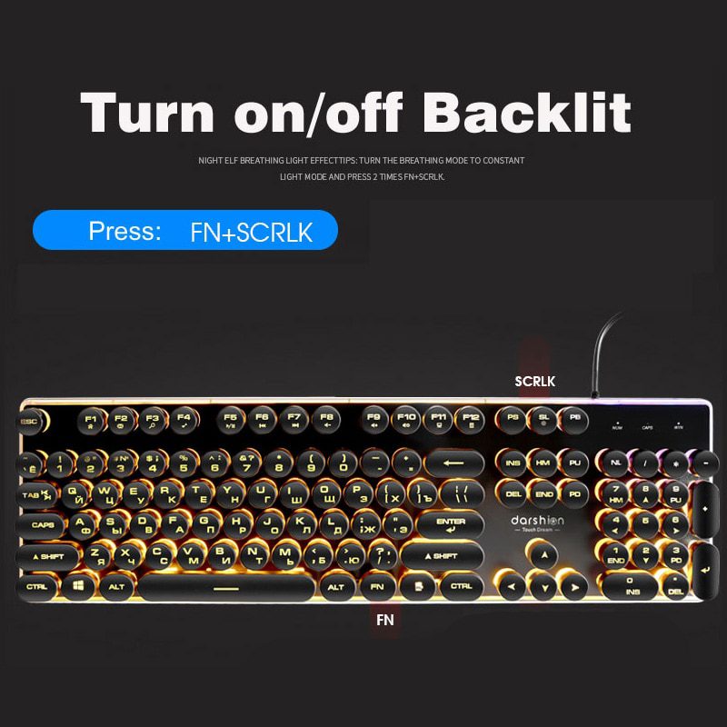 Clavier russe de jeu rétro rond brillant Keycap panneau métallique ...