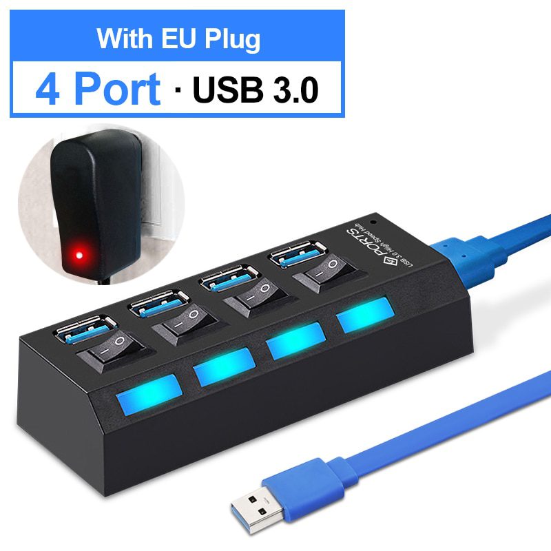 USB Hub 3.0 Multi USB 3.0 Hub USB répartiteur 2.0 Hab Multiple 4/7 Port ...