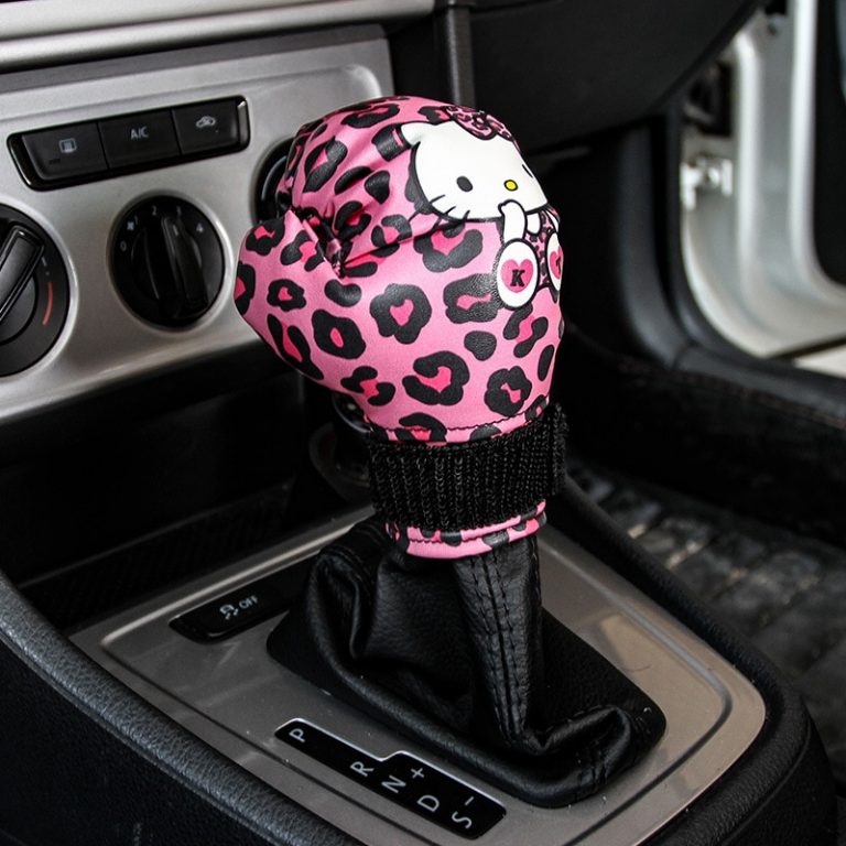 1PC Car Gear Shift Knobs Cover Case Kitty Cat Auto Gear Shift Cover PU ...